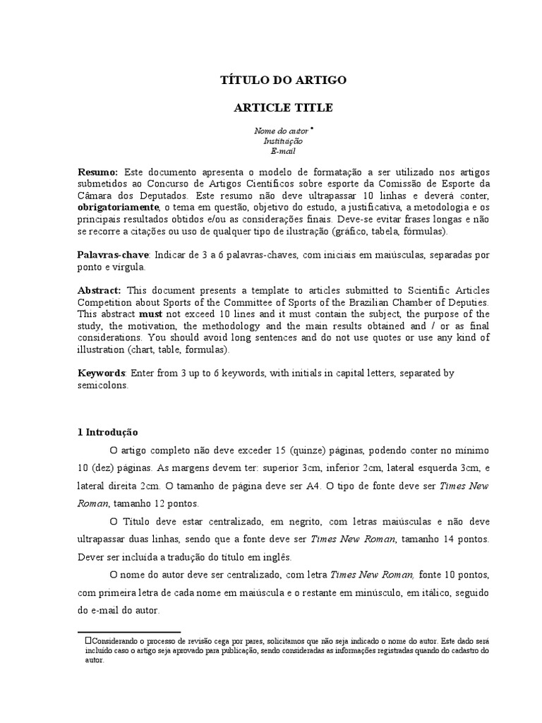 Modelo ABNT para Elaboração de Artigo Científico 02 | PDF | Citação ...