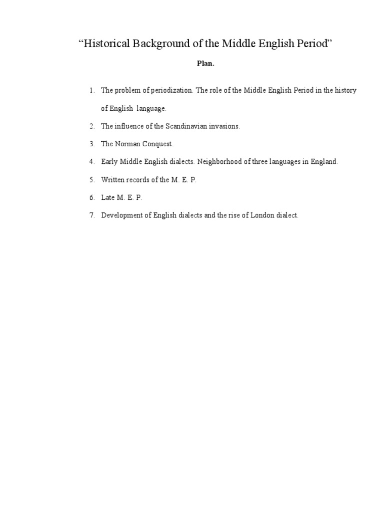 Middle English Period: Historical Overview | PDF