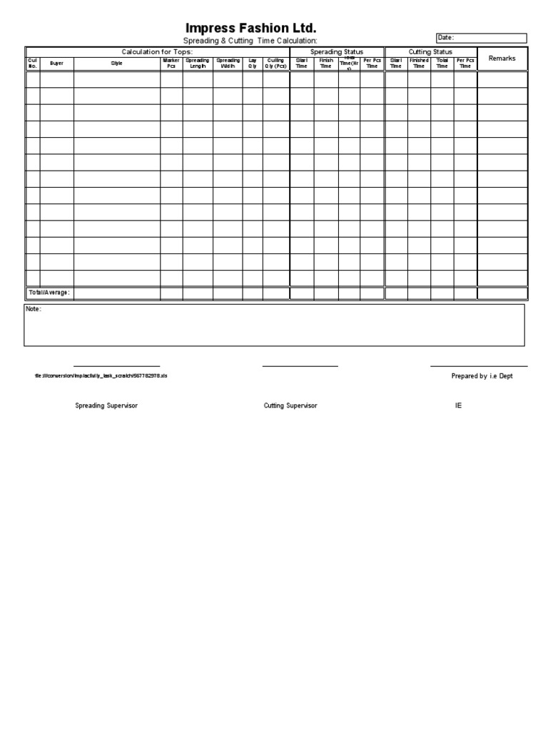 Spreading & Cutting Time Analysis | PDF | Clothing | Fashion