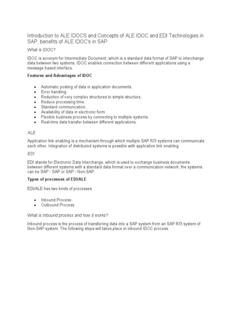 Ale Idocs | PDF | Electronic Data Interchange | Subroutine