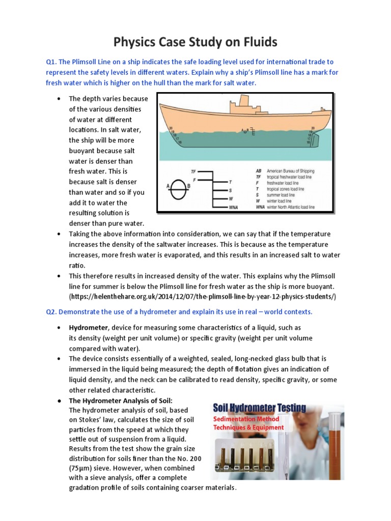 Physics Case Study On Fluids | PDF | Density | Buoyancy