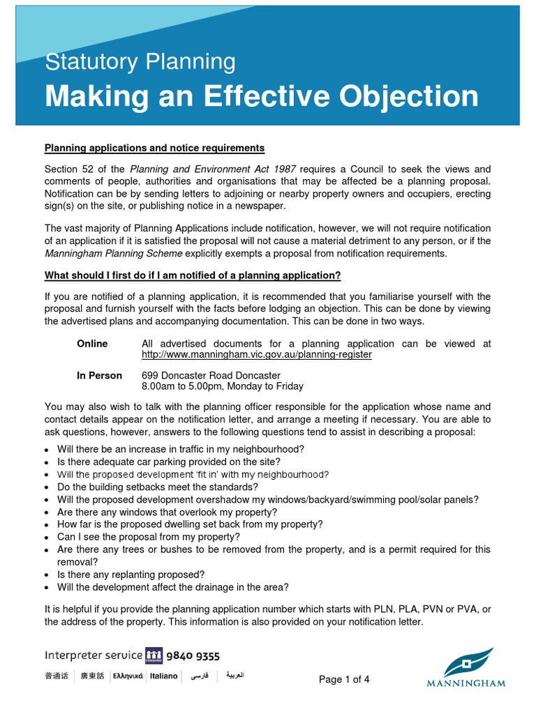 Making An Effective Objection: Statutory Planning | PDF | Stormwater