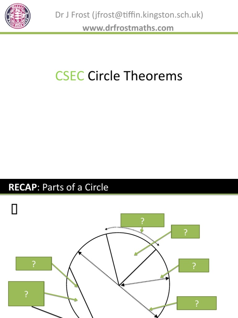 CSEC Mathematics - Circle Theorems | PDF | Circle | Triangle