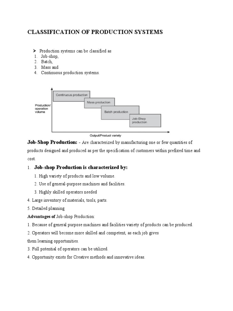 Classification of Production Systems | PDF | Inventory | Mass Production