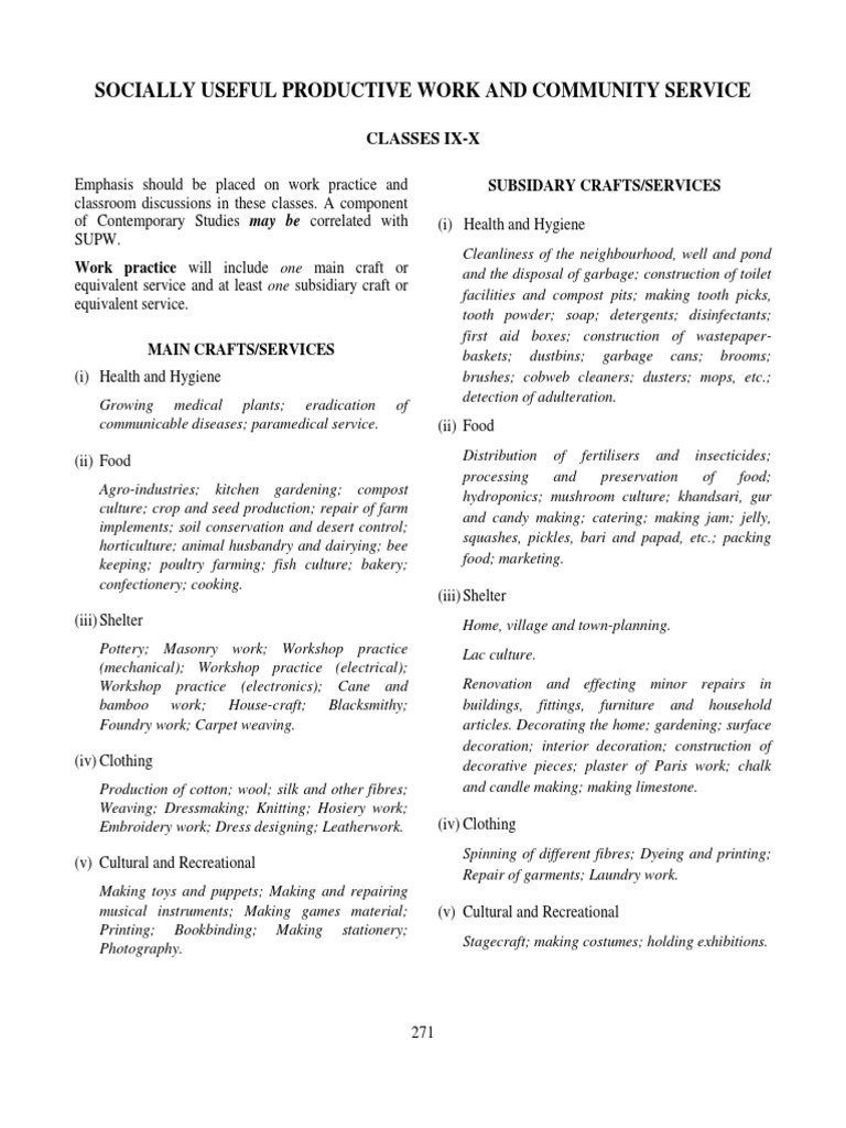 36.SUPW and Community Service | PDF | Family | Sustainability