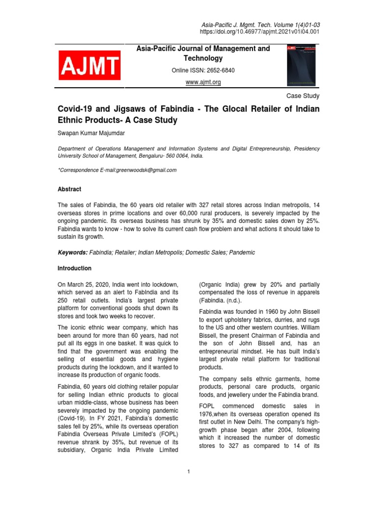 Fabindia Case Study | PDF | Retail | Economies