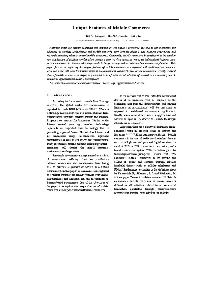 Unique Features M Commerce | PDF | E Commerce | Mobile Phones