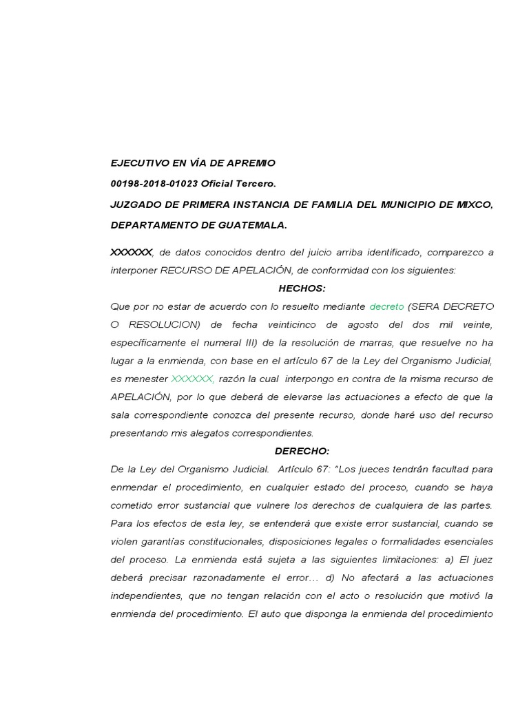 Modelo Agravios | PDF | Apelación | Juez