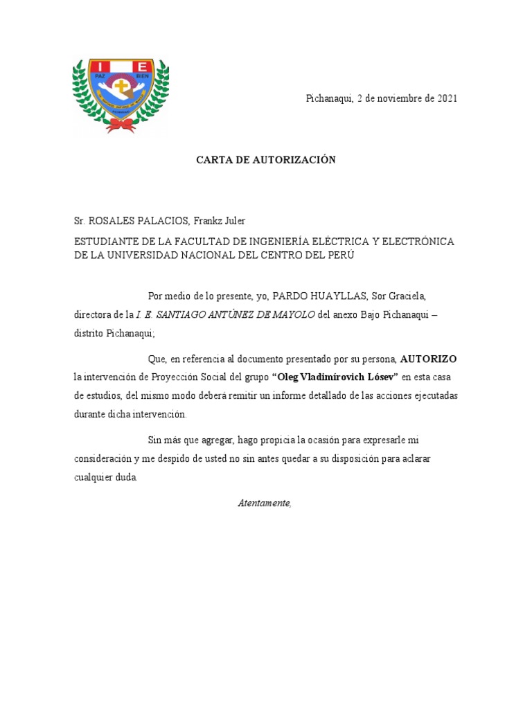 Modelo Carta de Autorizacion | PDF