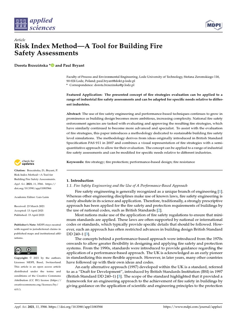 Applied Sciences: Risk Index Method-A Tool For Building Fire Safety ...