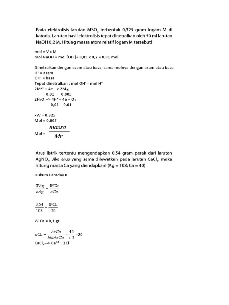 Latihan Soal Sel Volta Dan Sel Elektrolisis | PDF