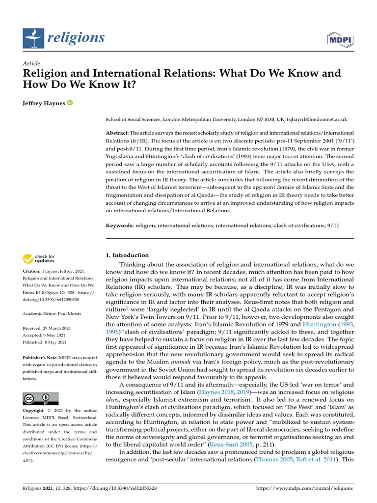 Religions: Religion and International Relations: What Do We Know and ...