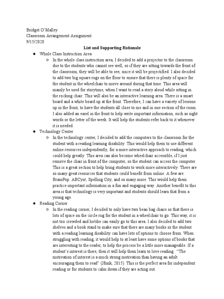 Classroom Arrangement Assignment | PDF | Classroom | Applied Psychology