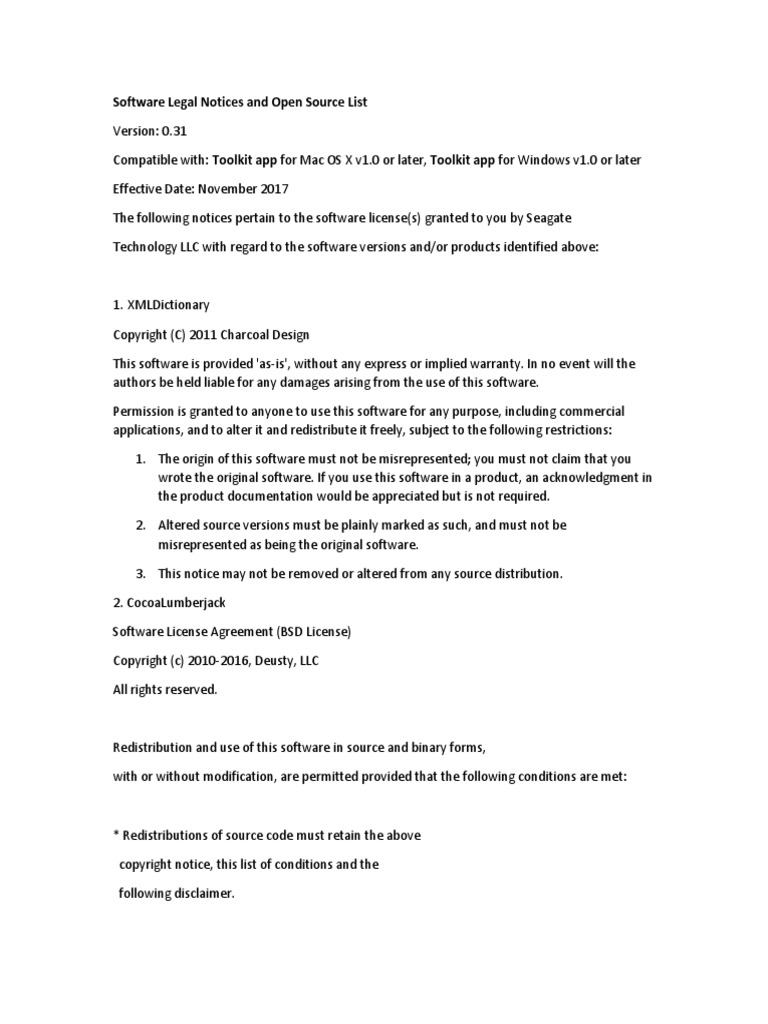 Software Legal Notices and Open Source List | PDF | Intellectual Works ...