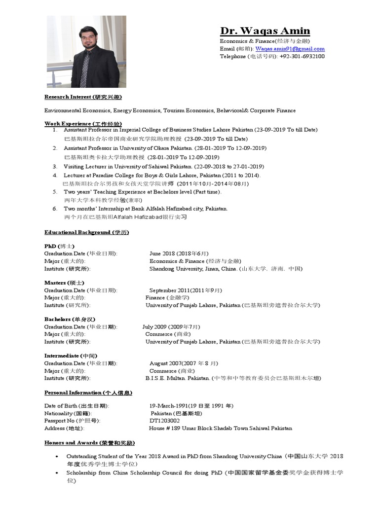 Resume Chinese | PDF