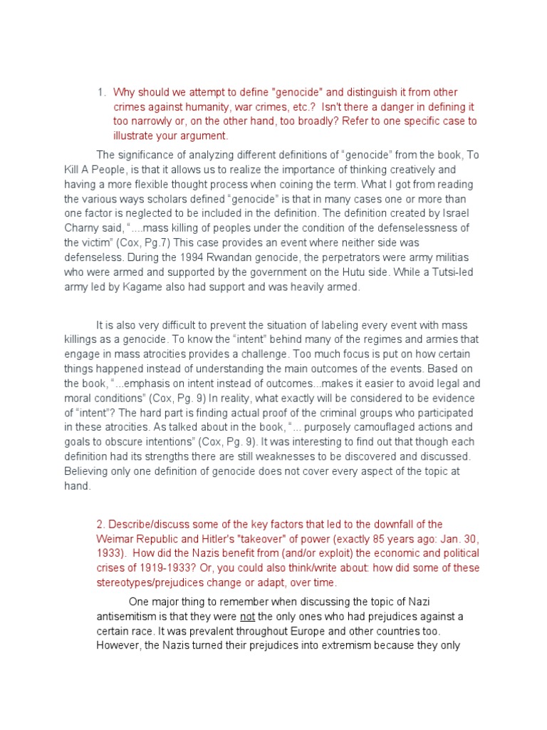 Definition of Genocide Downfall of Hitlers Weimar Republic | PDF ...