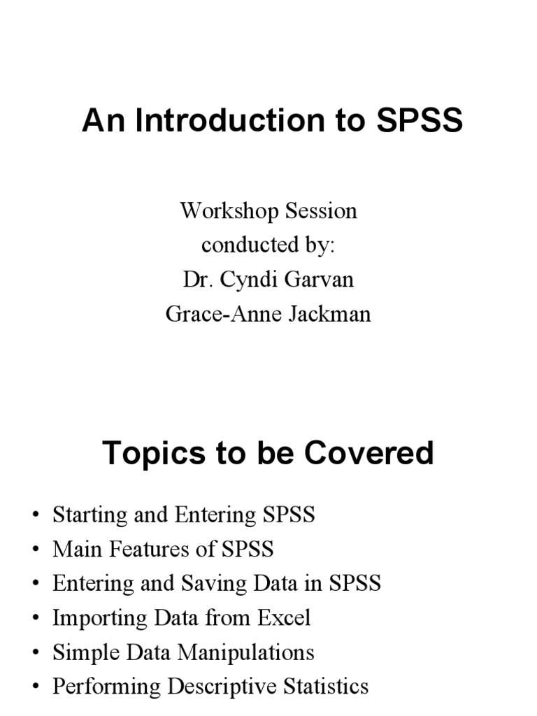 An Introduction To SPSS Workshop SessionV2 2 | PDF | Spss | Microsoft Excel