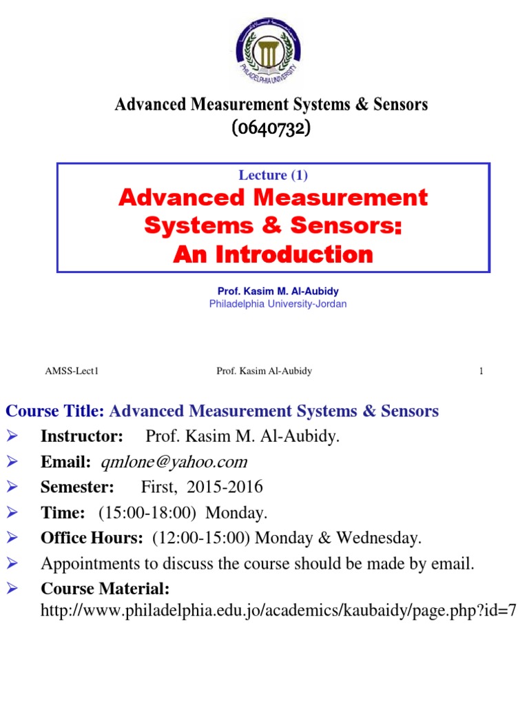 Advanced Measurement Systems & Sensors: An Introduction: Lecture | PDF | Actuator | Sensor