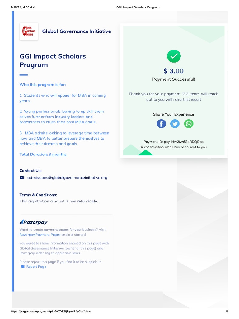 GGI Impact Scholars Program | PDF | Career & Growth | Business