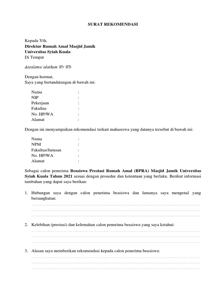 Berkas Pendaftaran BPRA Tahun 2021 | PDF