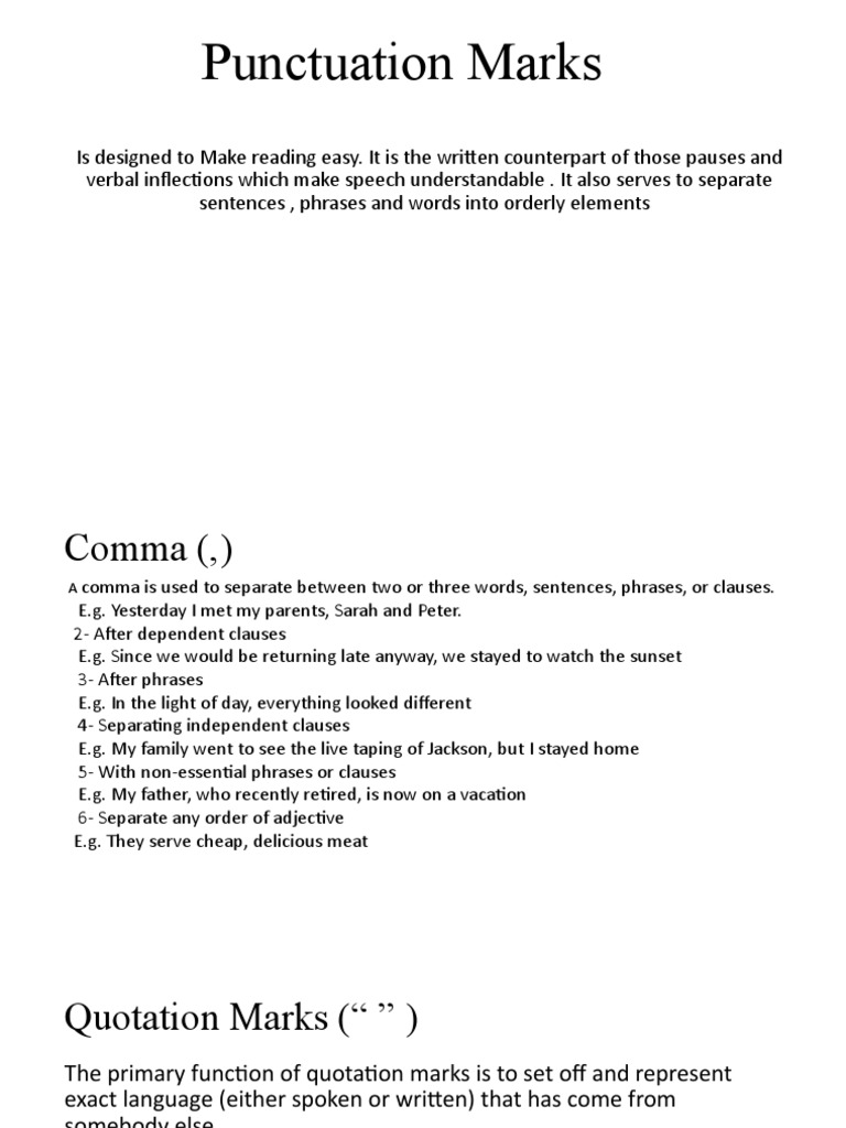 Punctuation Marks | PDF | Comma | Punctuation Punctuation Marks | PDF | Comma | Punctuation
