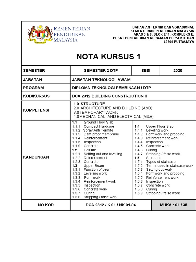 Nota Kursus 1 | PDF