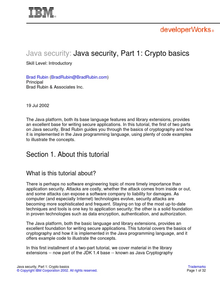 Java Security, Part 1: Crypto Basics | PDF | Key (Cryptography ...