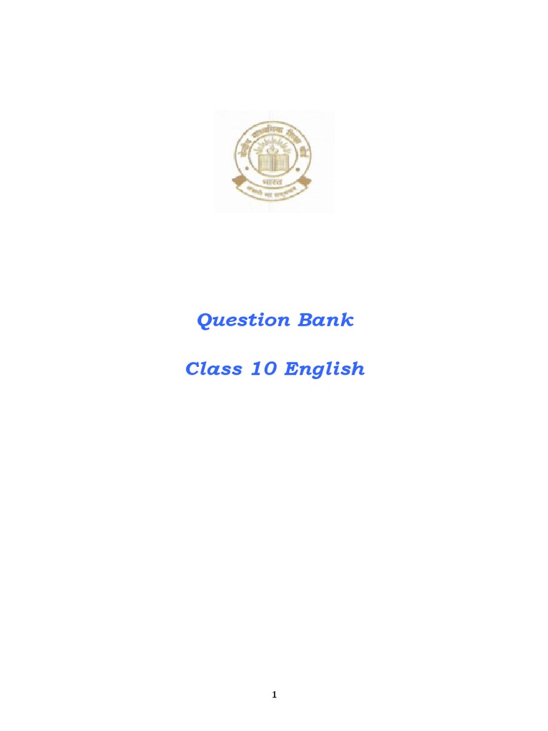 Class 10 English Question Bank | PDF | Language Arts & Discipline