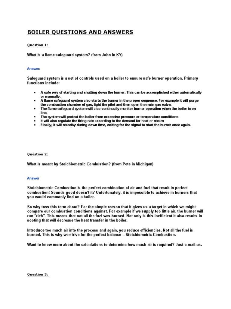 Boiler Questions and Answers: Answer | Download Free PDF | Boiler ...