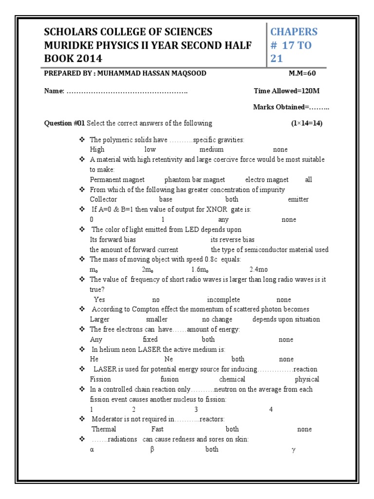 Physics II Second Half Book 2013 | PDF | Electron | Light