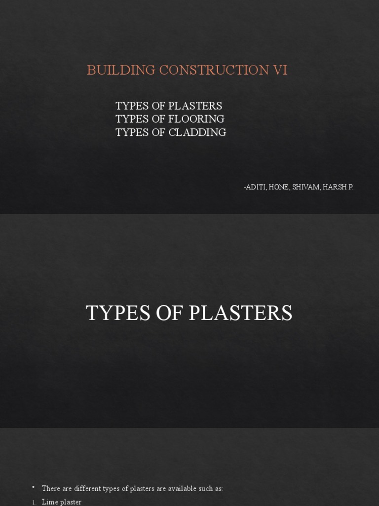 Types of Plasters | PDF | Plaster | Cement