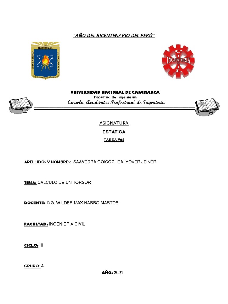 Cálculo de un Torsor en Estática | PDF