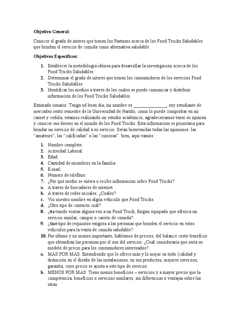Trabajo Final Entrevista Food Truck HealthyExpress | PDF | Marketing ...