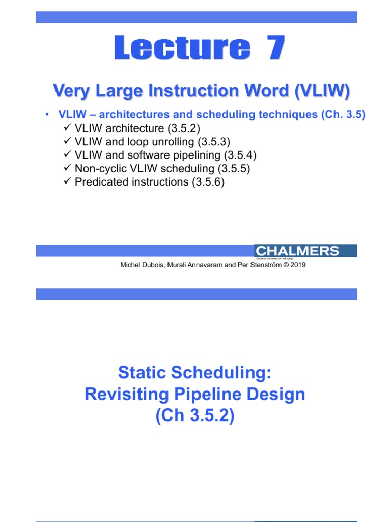 Very Large Instruction Word (VLIW) : - VLIW - Architectures and ...
