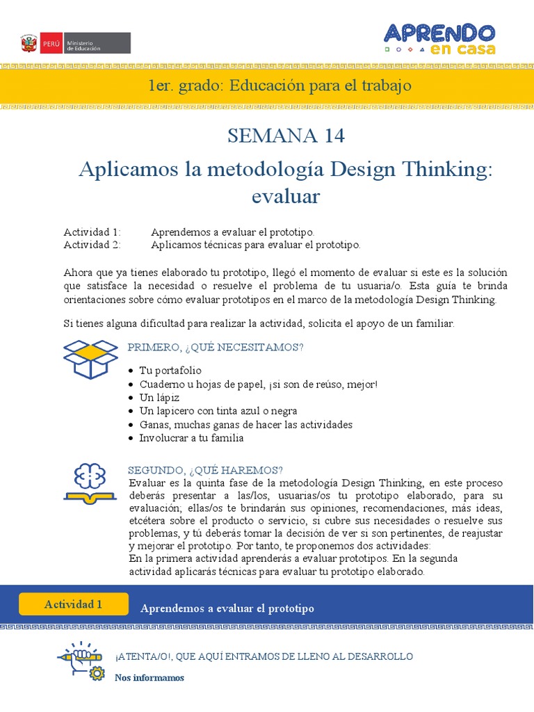 Sem14-Aplicamos La Metodología Design Thinking - Evaluar | PDF | Evaluación | Papel
