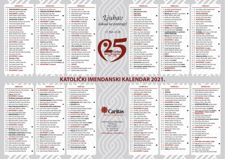 Katolicki Imendanski Kalendar 2021 | PDF