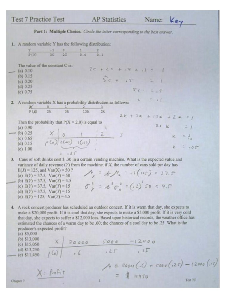 AP Stats CH 7 Practice Test 0910 | PDF