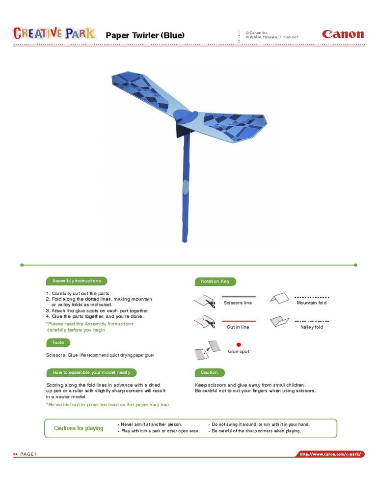 Paper Twirler (Blue) : Assembly Instructions Notation Key | Descargar ...
