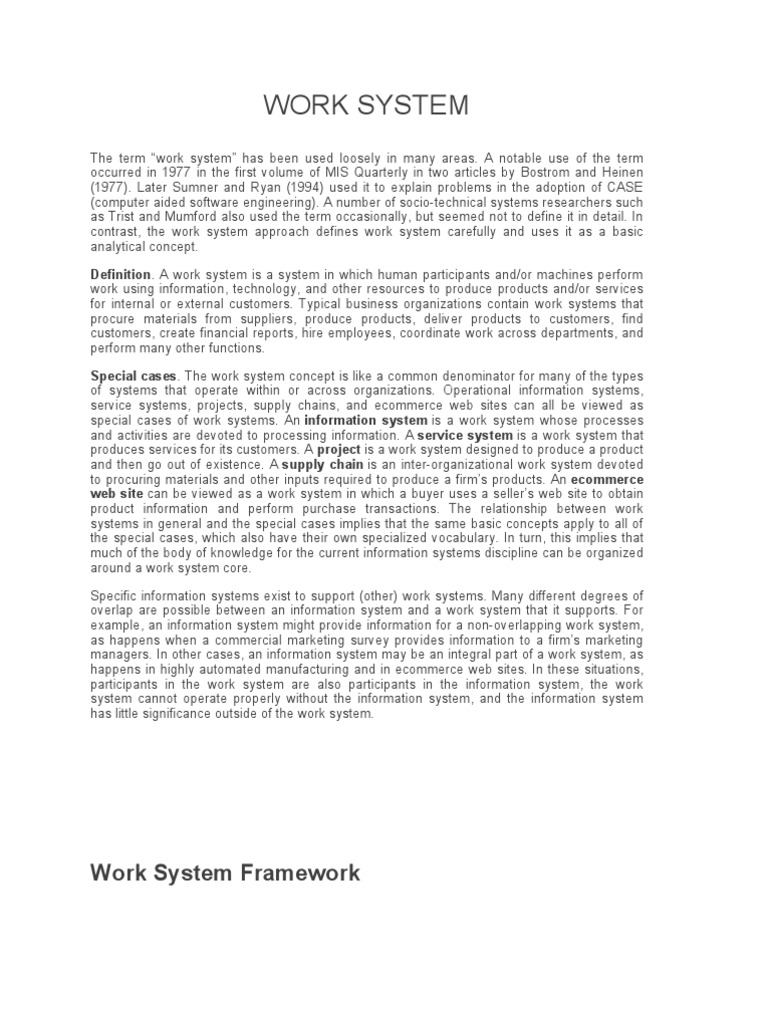 Work System | PDF | System | Business Process