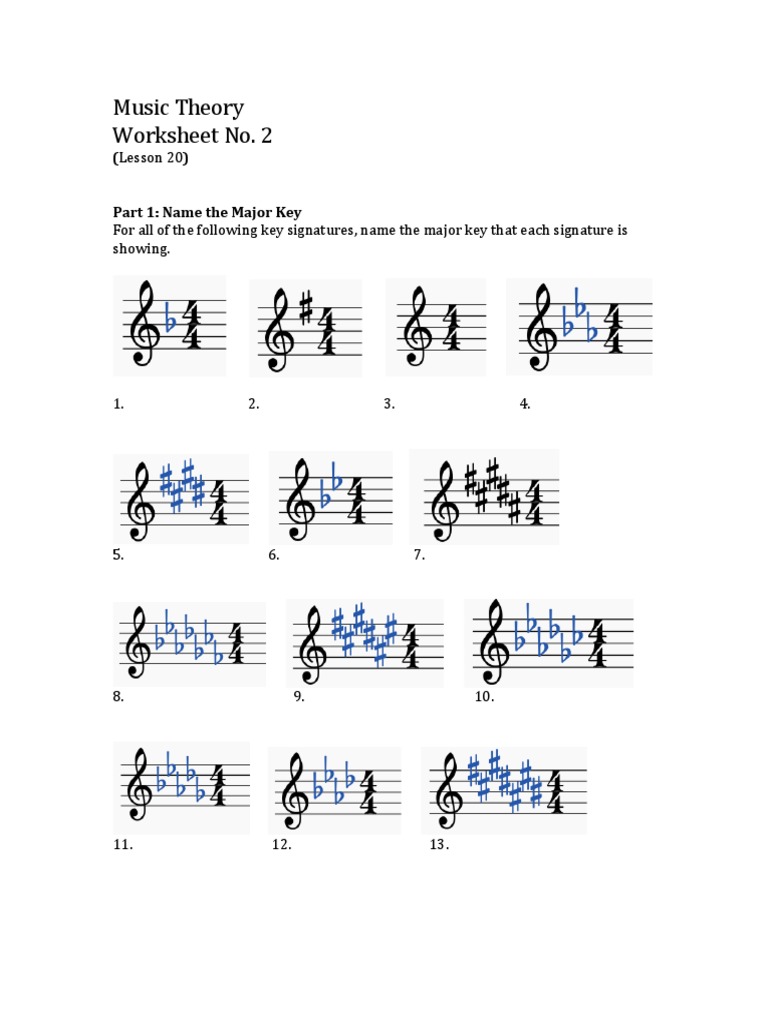 Music Theory Worksheet No. 2: (Lesson 20) | PDF