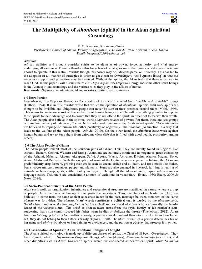 The Multiplicity of Ahonhom (Spirits) in The Akan Spiritual | PDF ...