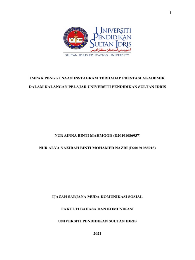 Mini Thesis Impak Penggunaan Instagram Terhadap Prestasi Akademik | PDF