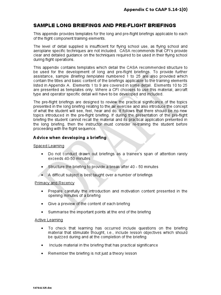 CAAP 5.14-1 (0) Appendix C Sample Briefings v2.3 | Download Free PDF ...