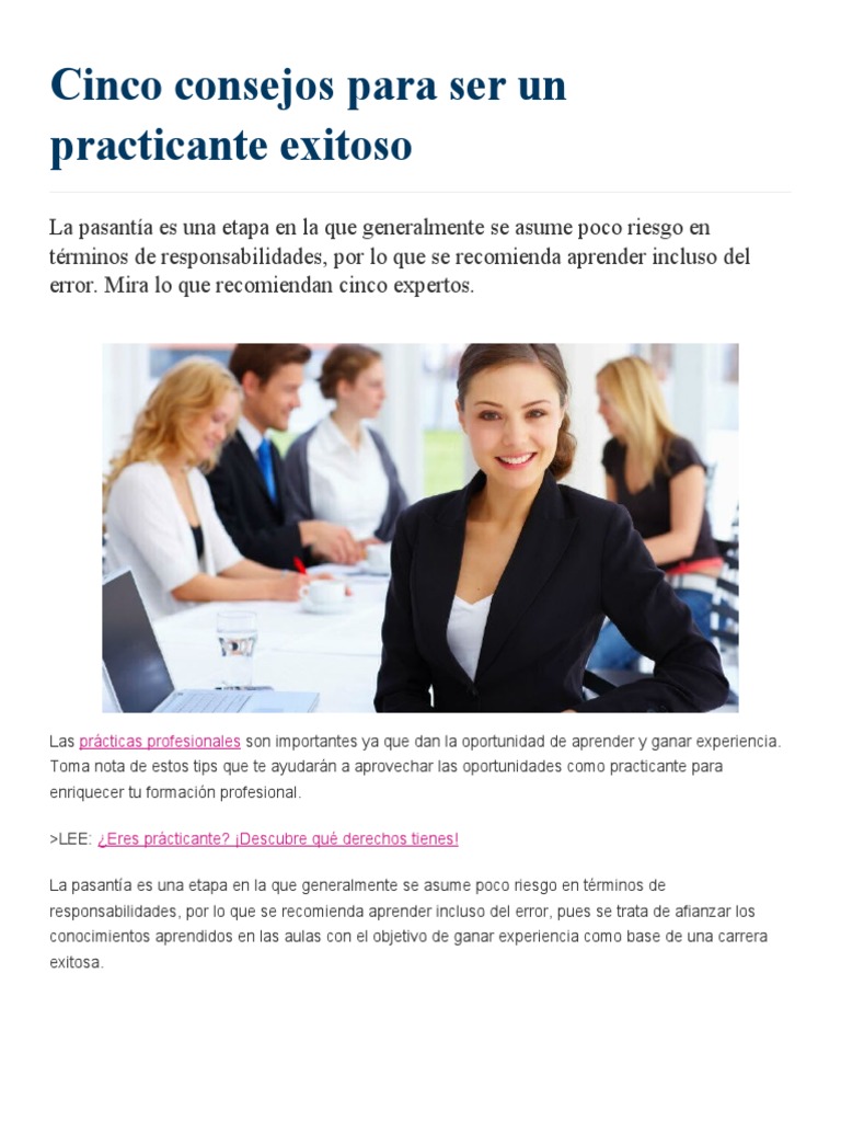 Cinco Consejos para Ser Un Practicante Exitoso | PDF