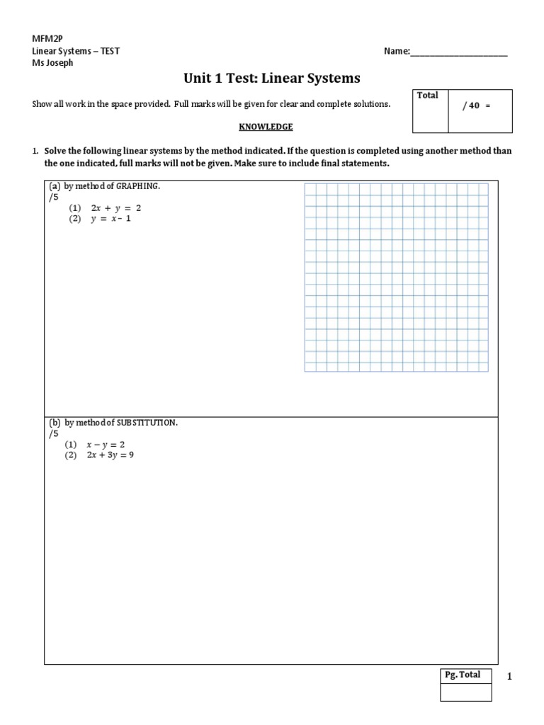 Linear Systems TEST | PDF | Mathematical Analysis | Mathematical Concepts