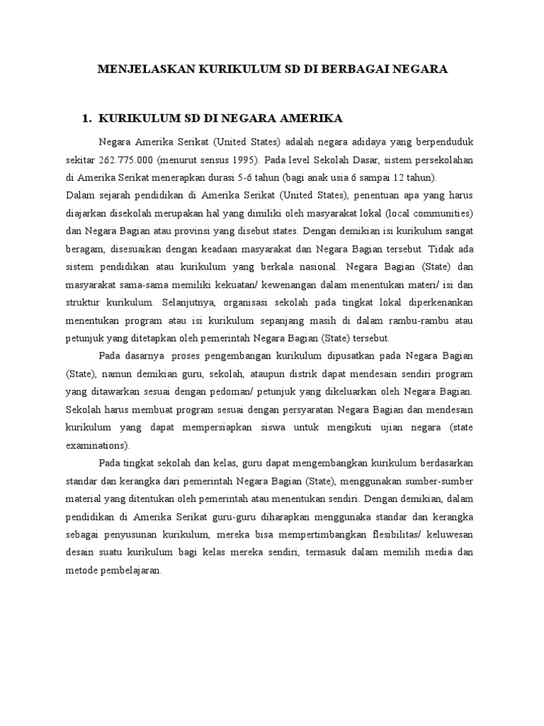 Kurikulum SD Di Negara Jerman, Amerika, Dan Prancis | PDF