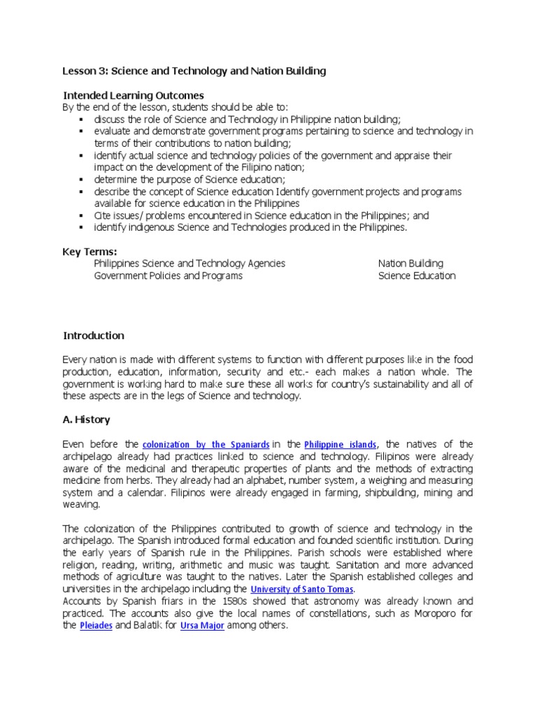 Science and Technology and Nation Building | PDF | Science And ...