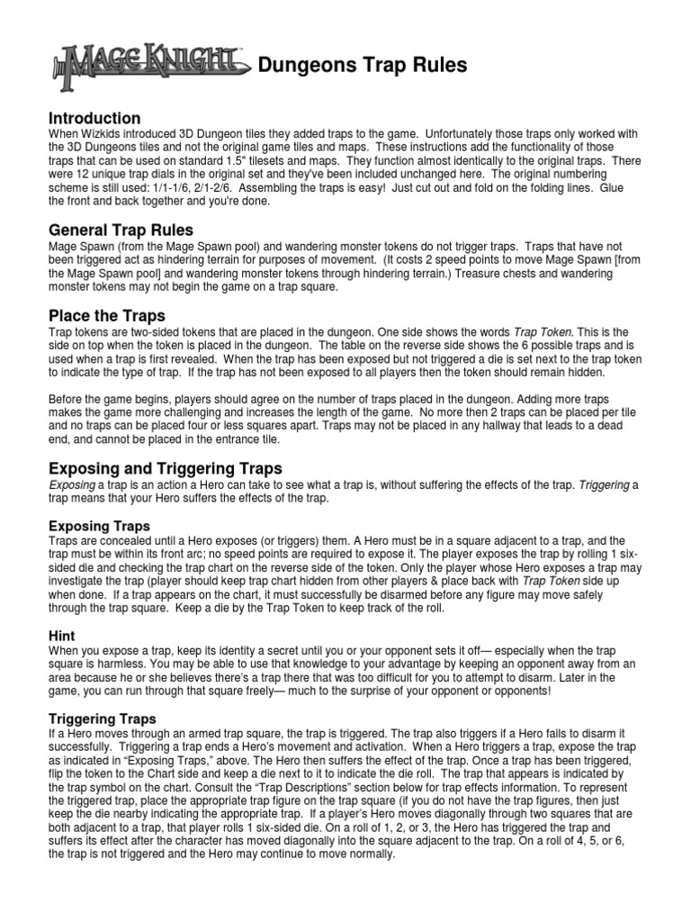 Dungeons Trap Rules: Exposing Traps | PDF | Gaming