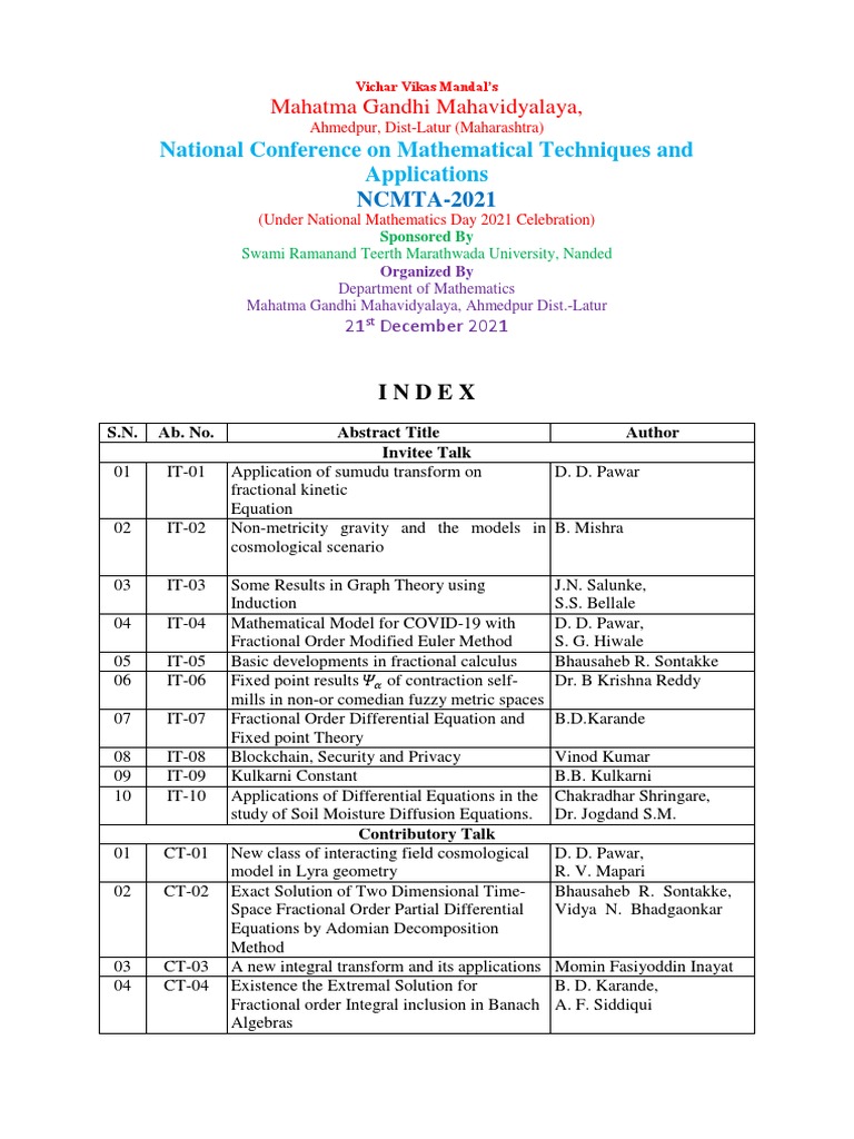 Abstract Index FinalFinal | PDF | Equations | Nonlinear System