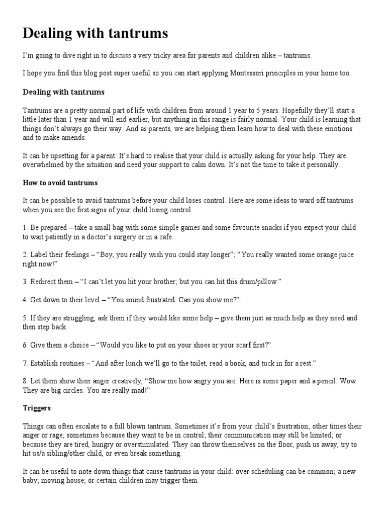Dealing With Tantrums | Download Free PDF | Anger